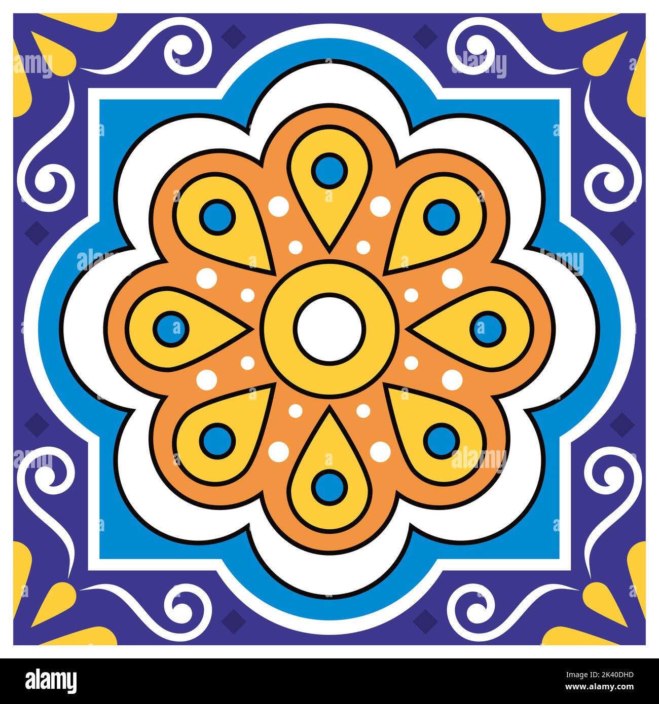 Mexican talavera single vector seamless pattern, vibrant design with ...