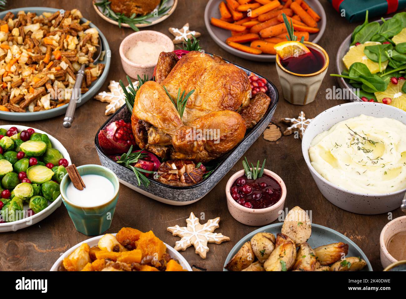 Christmas festive dinner with traditional dishes Stock Photo - Alamy