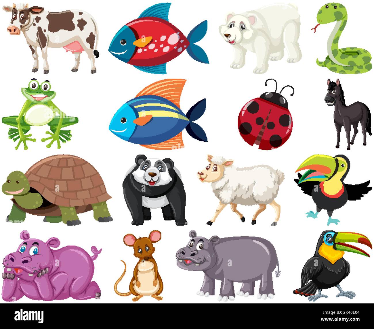 Set of various animals cartoon illustration Stock Vector Image & Art ...
