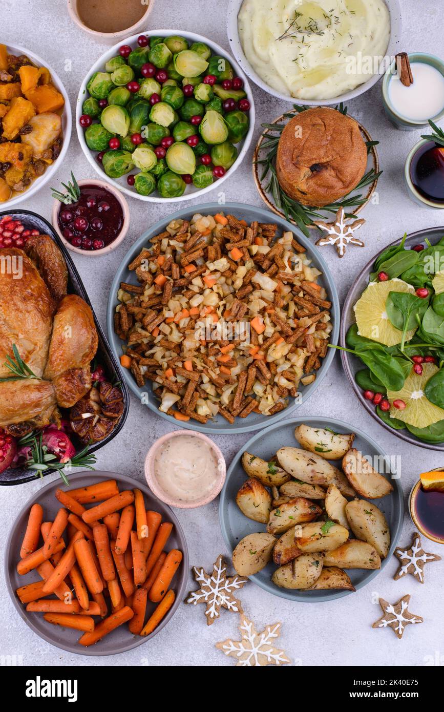 Christmas festive dinner with traditional dishes Stock Photo - Alamy