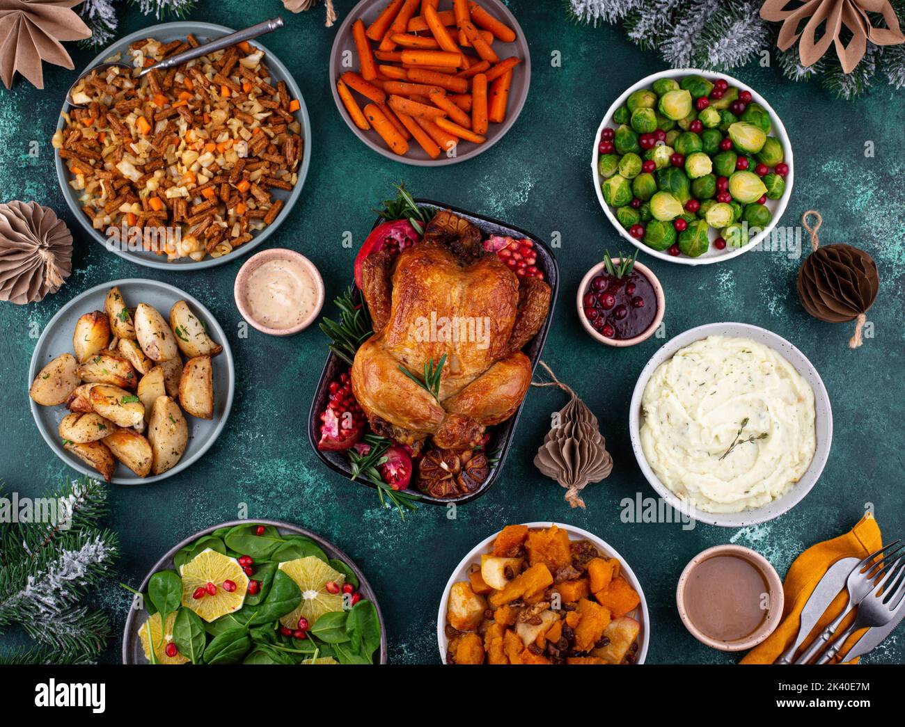 Christmas festive dinner with traditional dishes Stock Photo - Alamy