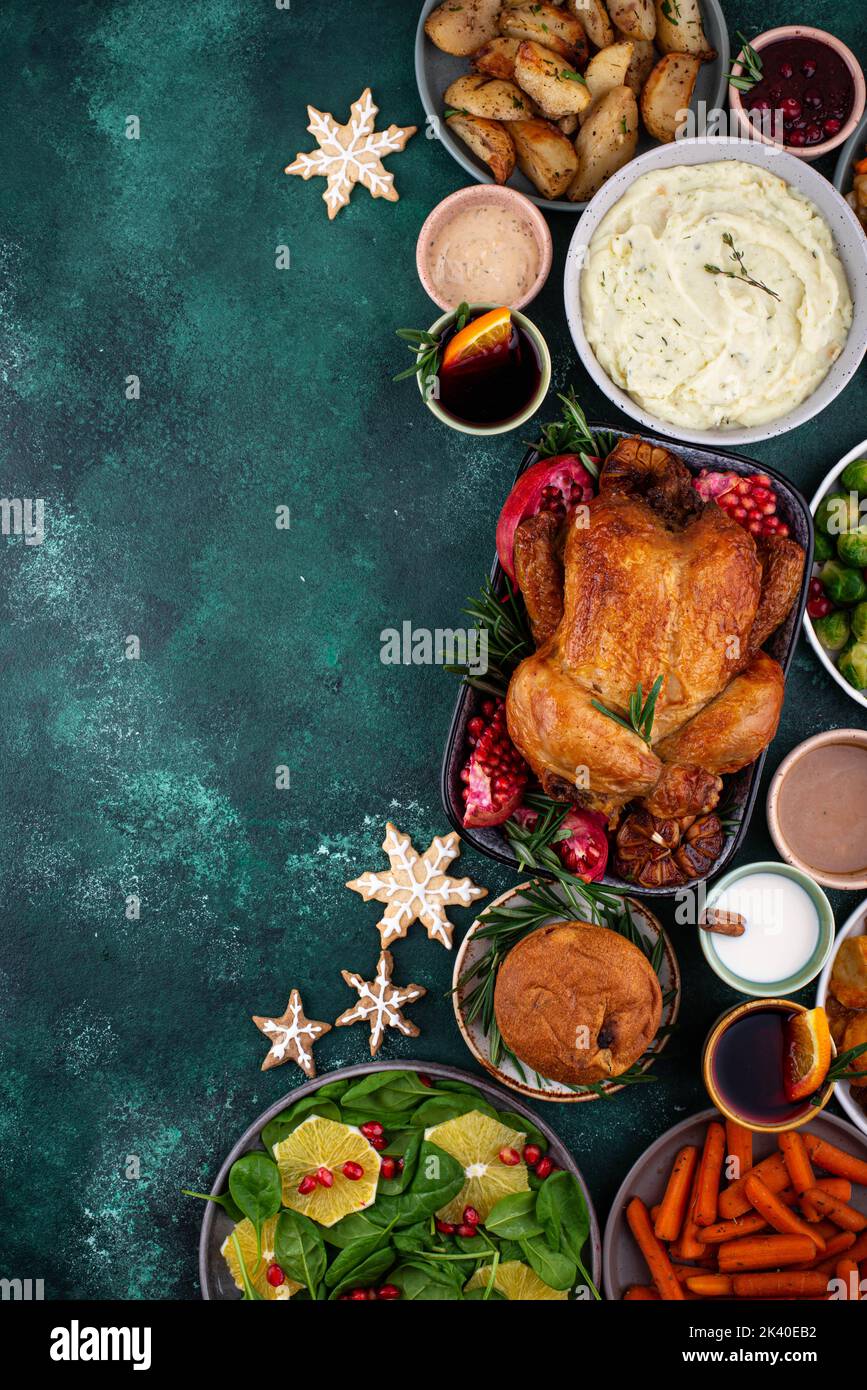 Christmas festive dinner with traditional dishes Stock Photo - Alamy