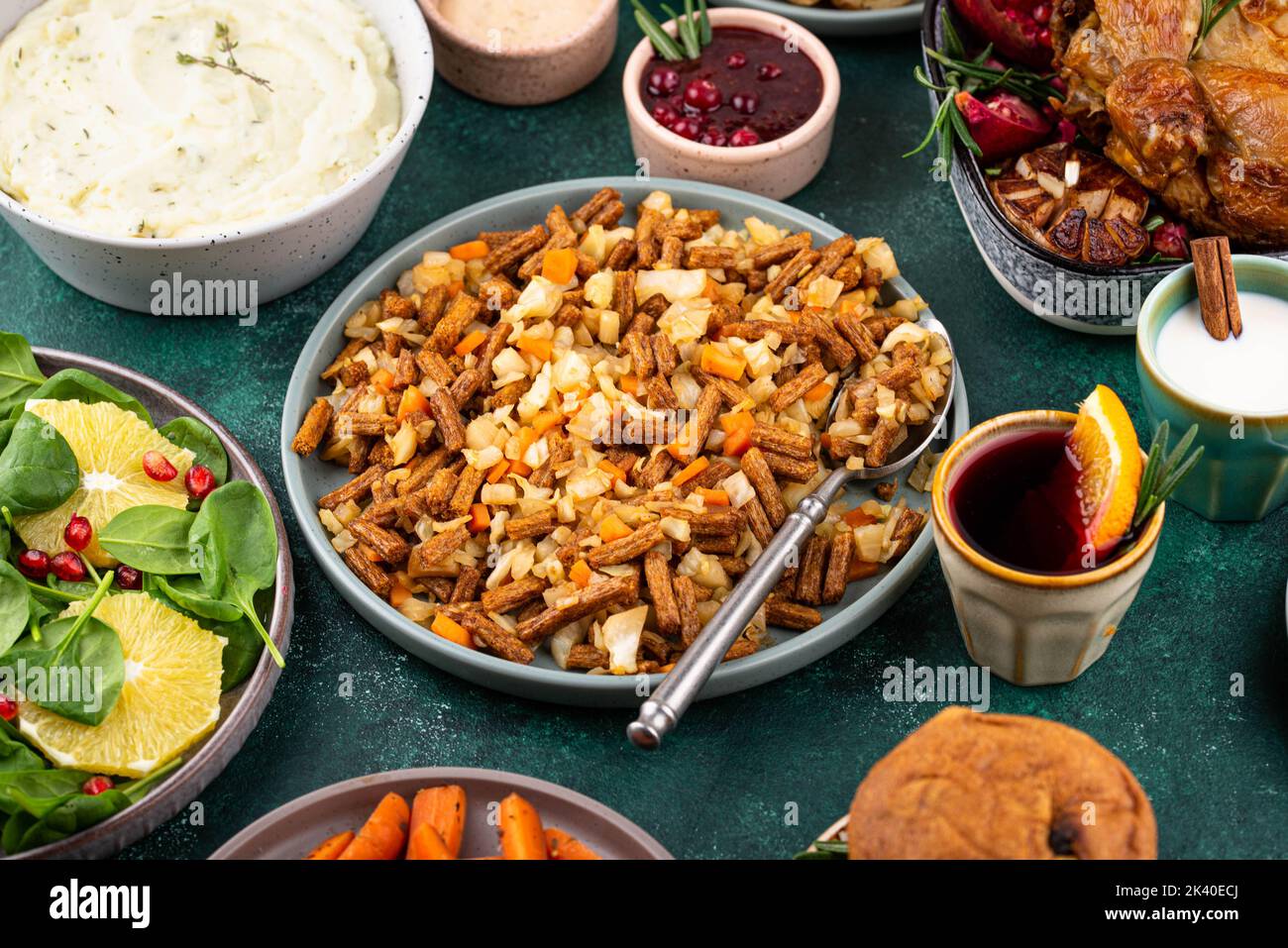 Christmas festive dinner with traditional dishes Stock Photo - Alamy