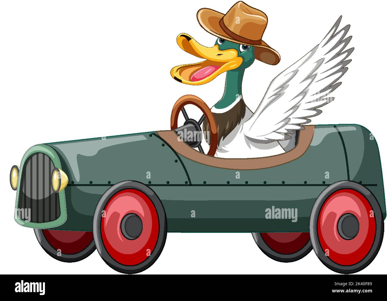 Soapbox derby with duck driving car illustration Stock Vector Image ...