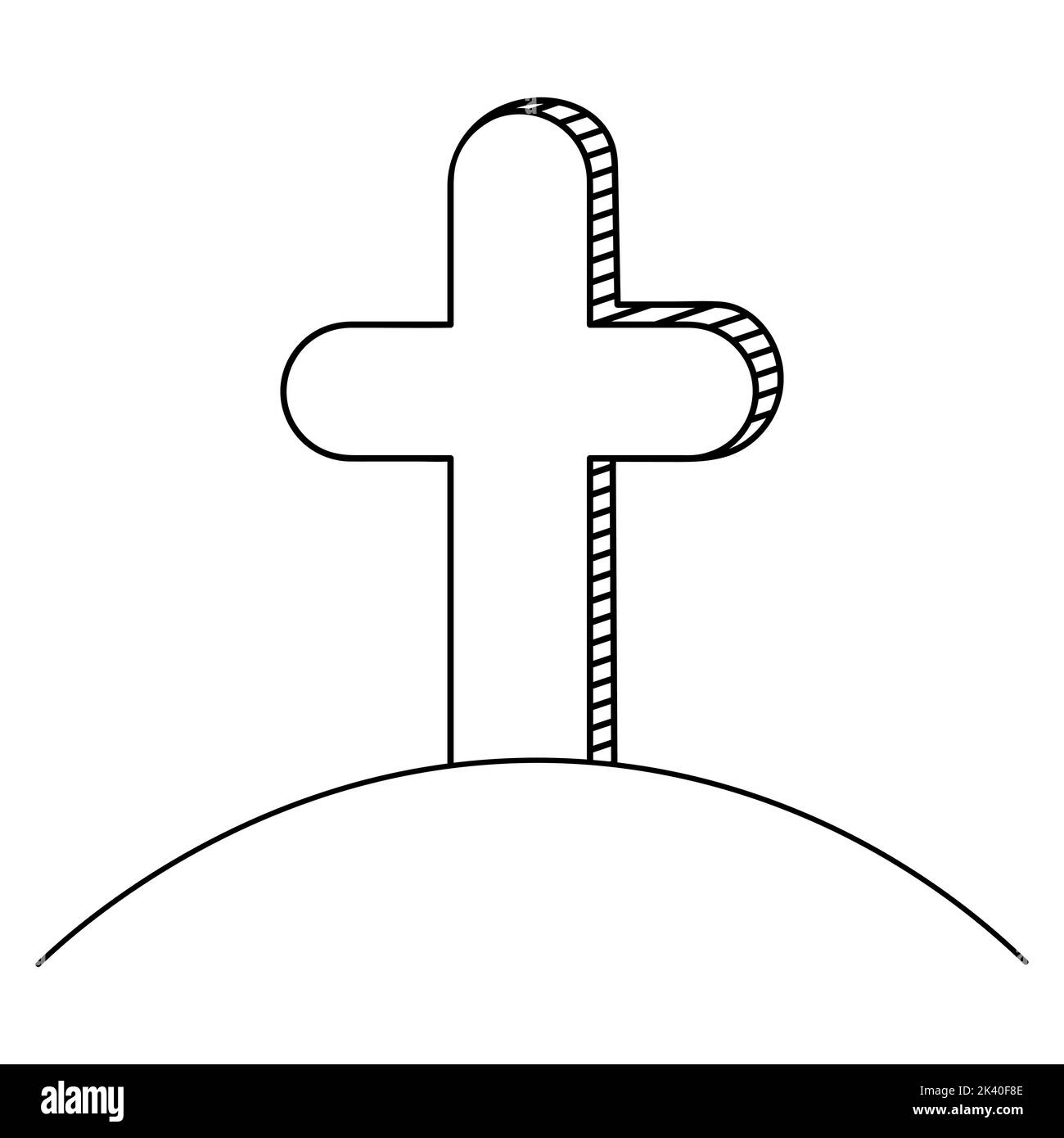 Cross. Memorial to memory. Vector illustration. Outline on an isolated ...