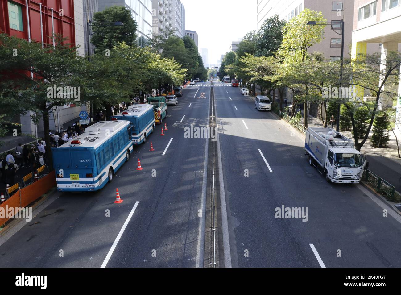 The road is blocked around Nippon Budokan, where the state funeral for ...