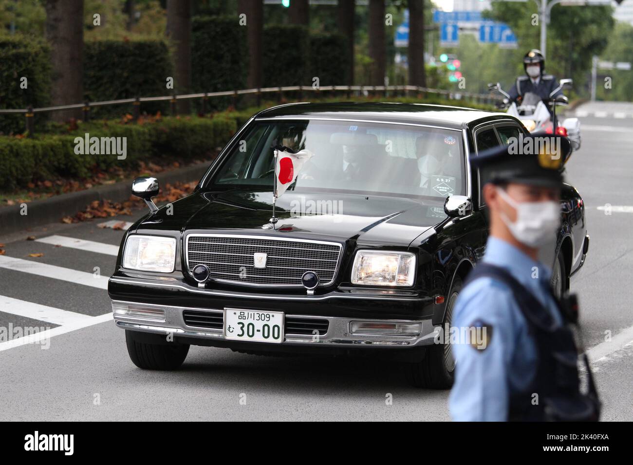 A vehicle carrying former Japanese Prime Minister Shinzo Abe's wife ...