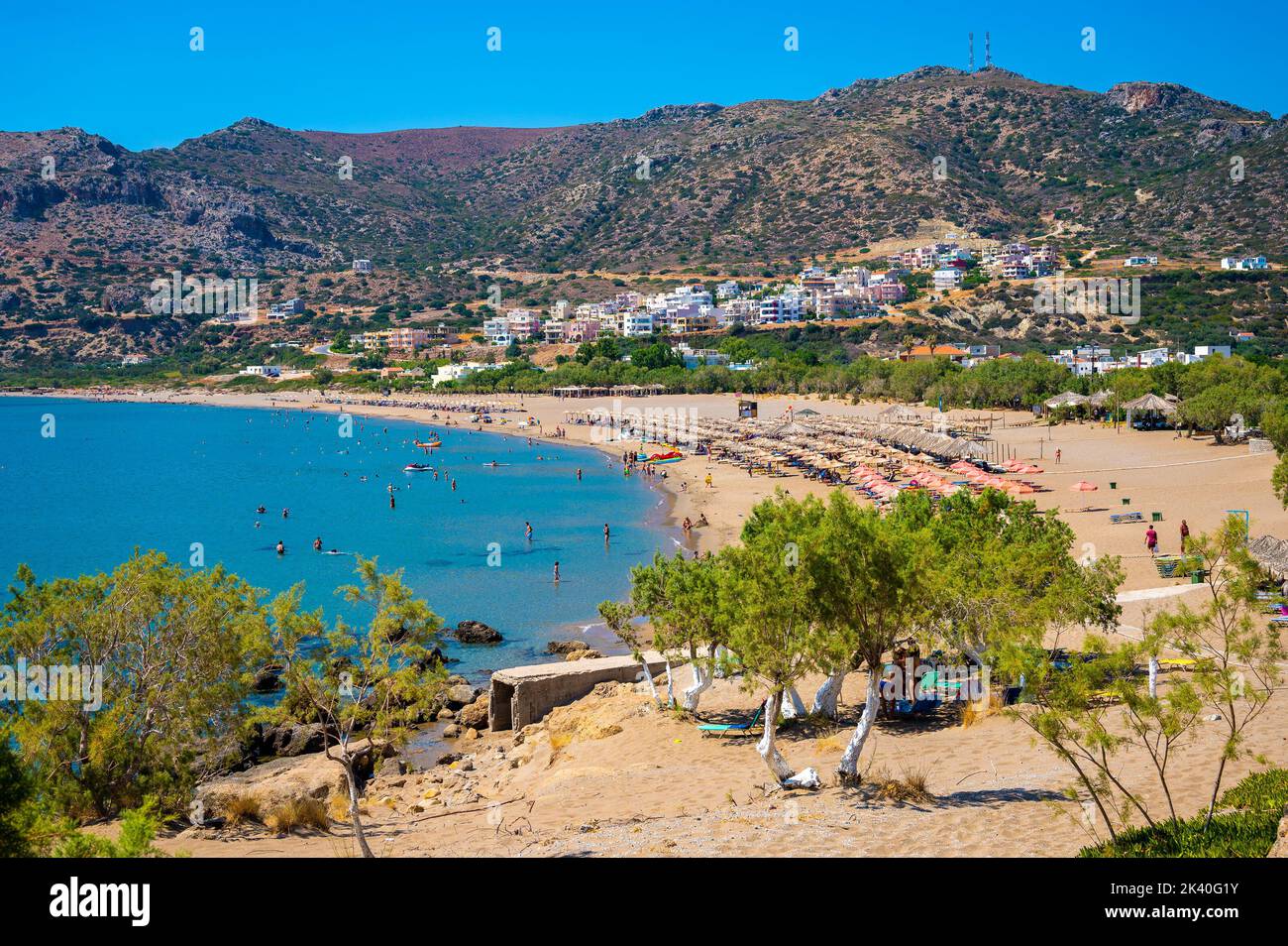 View of traditional greek village and beach Paleochora, Crete, Greece ...