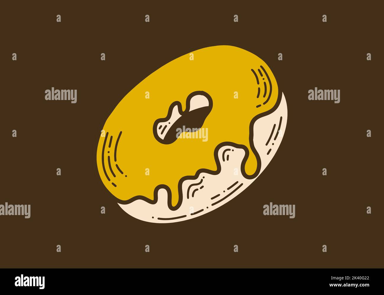 Donuts with melted cream retro vintage art drawing design Stock Vector ...