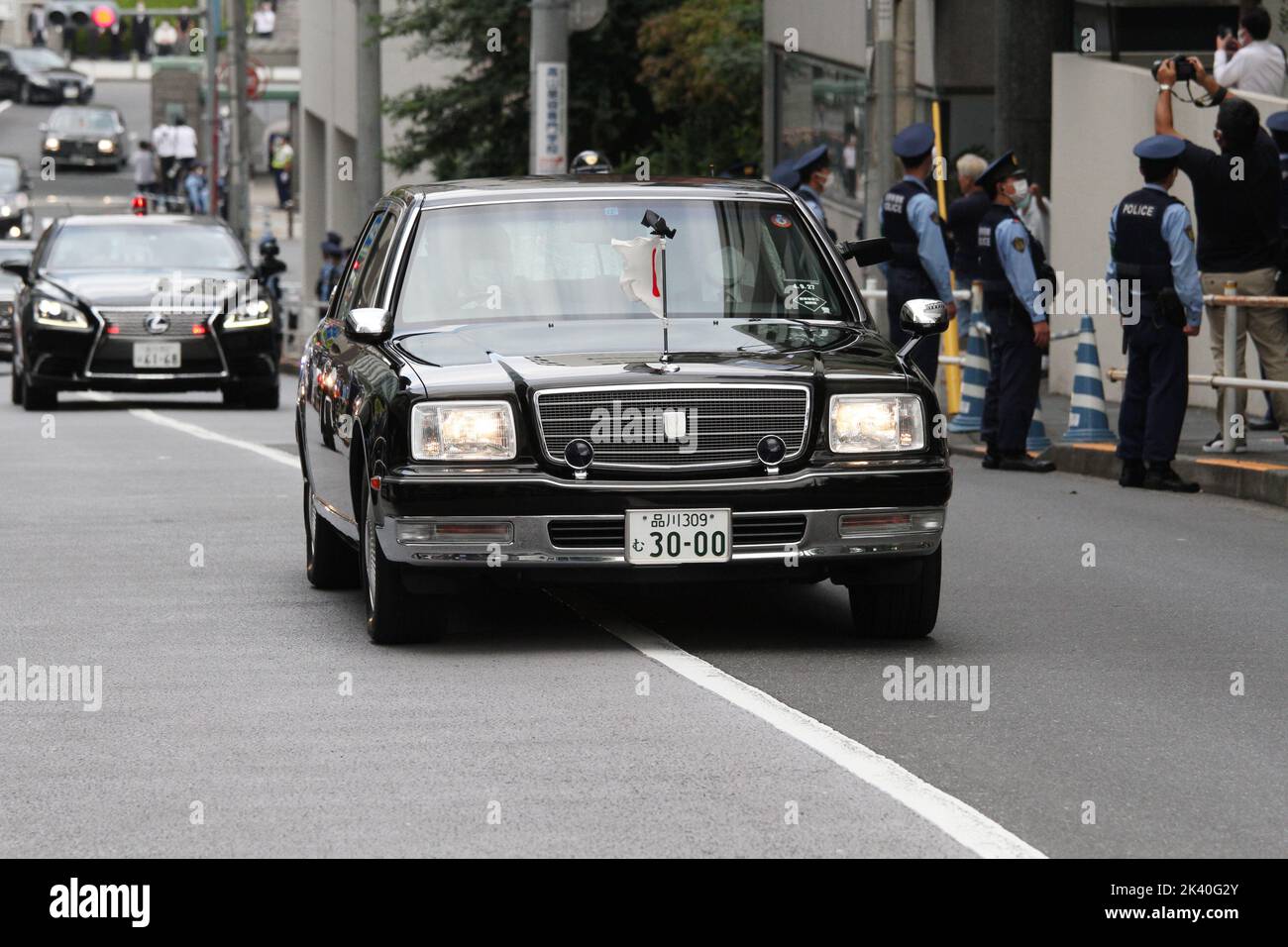 A vehicle carrying former Japanese Prime Minister Shinzo Abe's wife ...