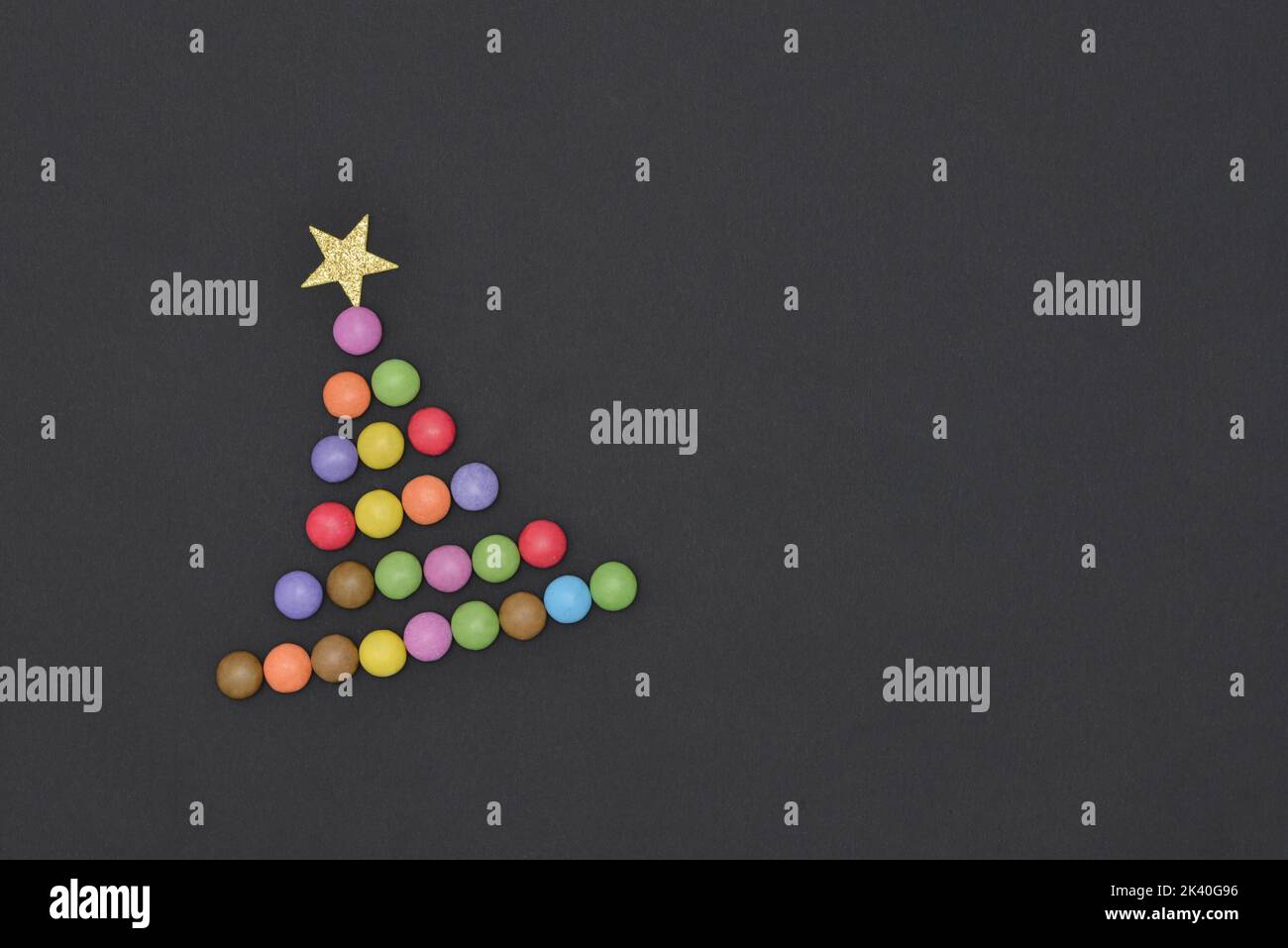 Candies Christmas tree, top view Stock Photo - Alamy