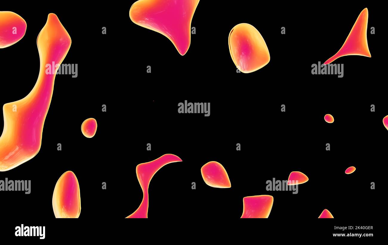 Fluid metallic drops y2k reddish background. Dynamic iridescent ...