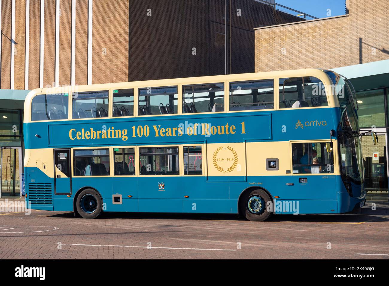 Arriva double decker bus Celebrating 100 years of Route 1, in the bus ...