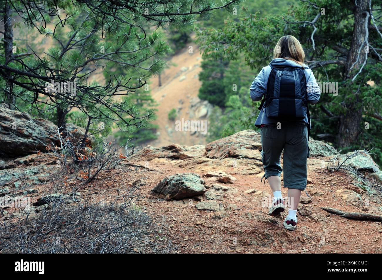 Woman traveler with backpack stock photo Stock Photo - Alamy