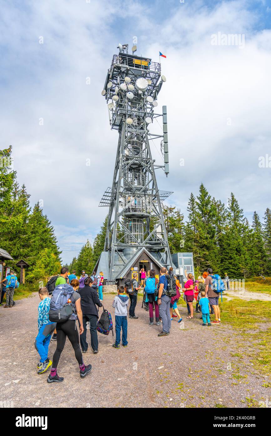 Lookout tower on Cerna hora in Giant Mountains Stock Photo - Alamy
