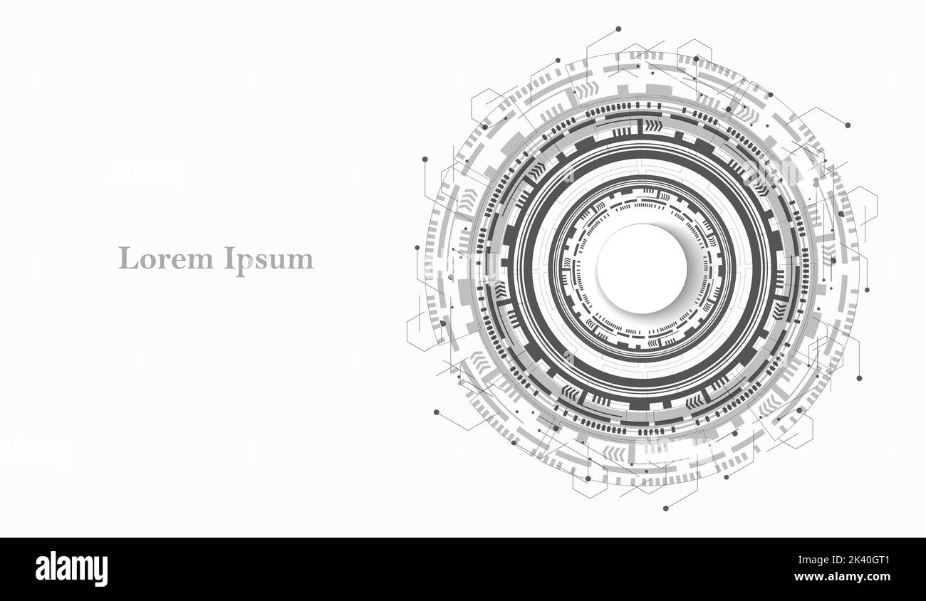 abstract black white technology circle, futuristic pattern, geometric ...