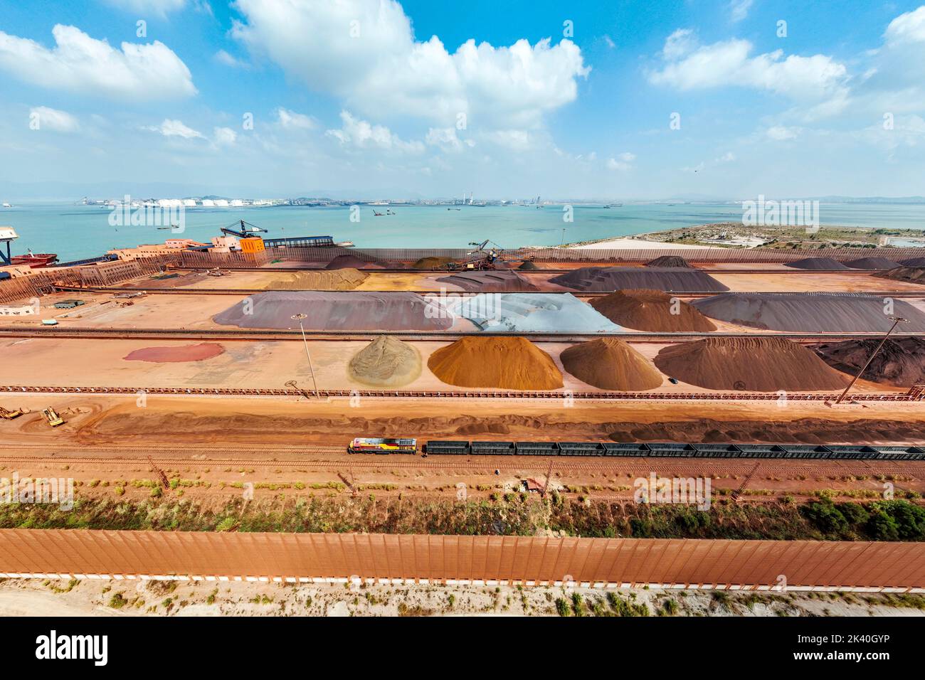 PUTIAN, CHINA - SEPTEMBER 29, 2022 - A train pulls into Dongwu port ...