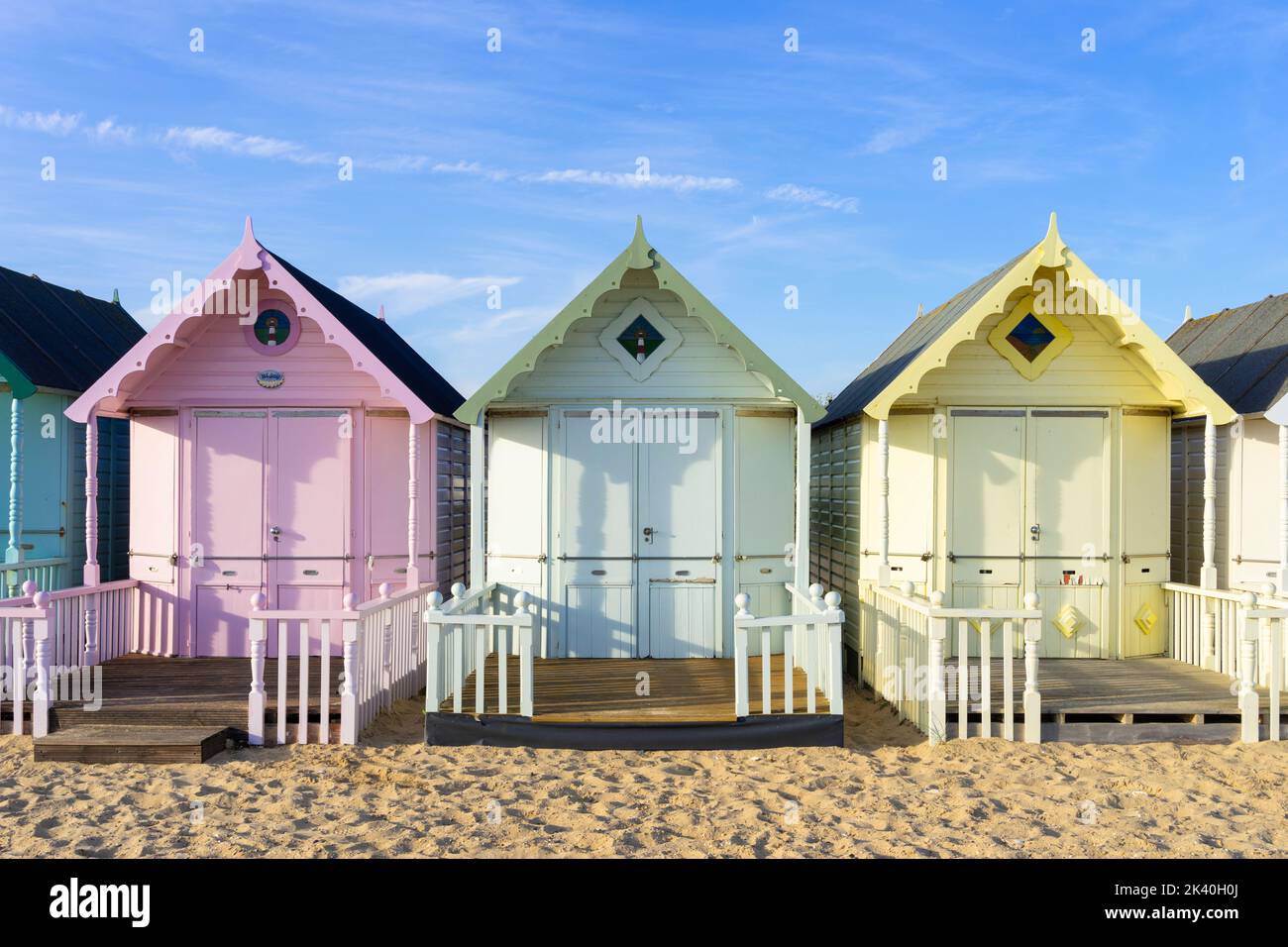 Mersea Island beach huts colourful beach huts Mersea Island beach West ...