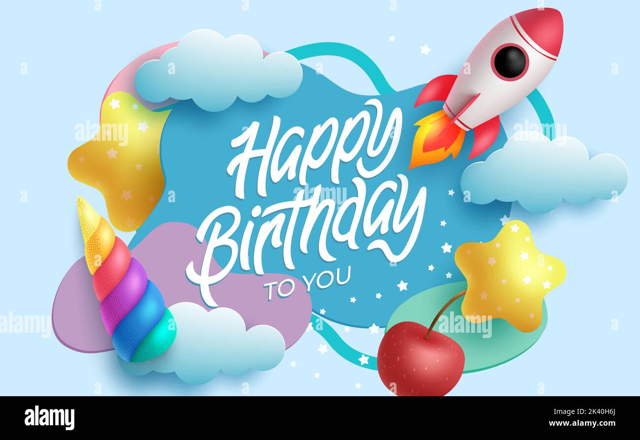 Happy birthday vector template design. Birthday greeting text in empty ...