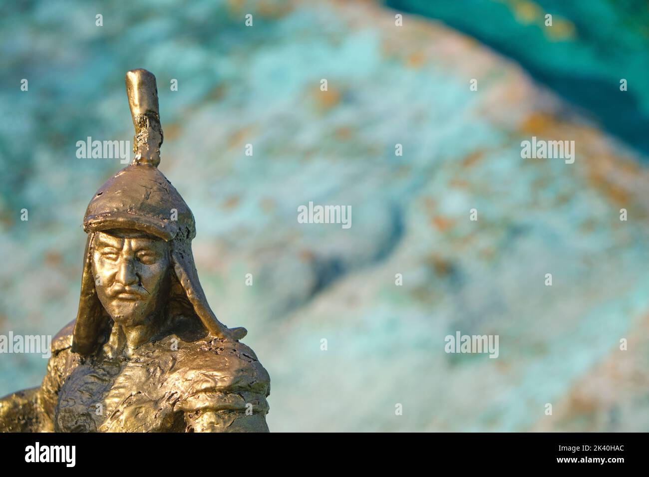 A model of the gold painted statue, monument dedicated to the ancient ...