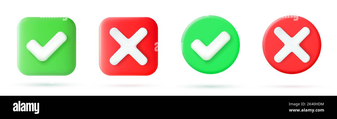 Green tick check mark and cross mark symbols Stock Vector Image & Art - Alamy