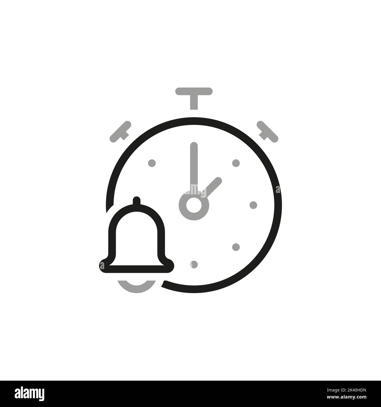 Simple linear vector icon related to alarm clock notification. Line ...