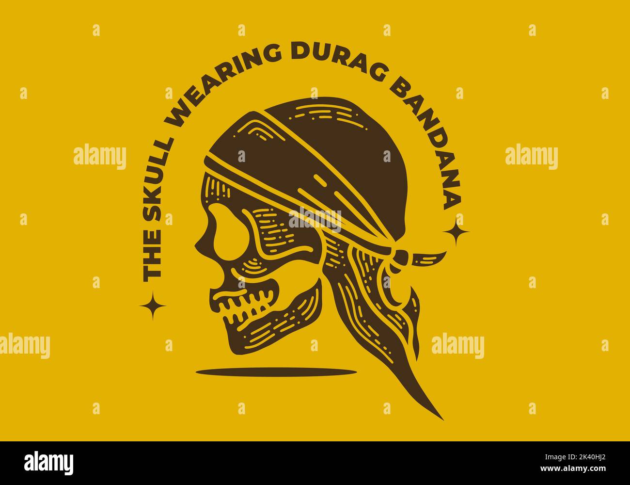 Vintage retro art design of a skull wearing durag Stock Vector Image ...