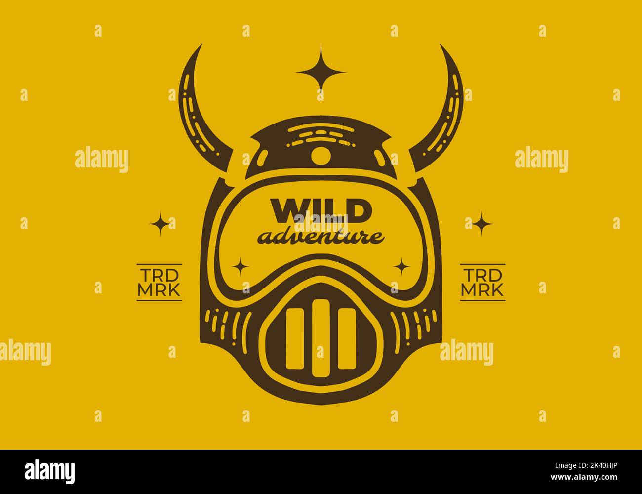 Vintage retro art design of a helmet with sharp horns Stock Vector ...