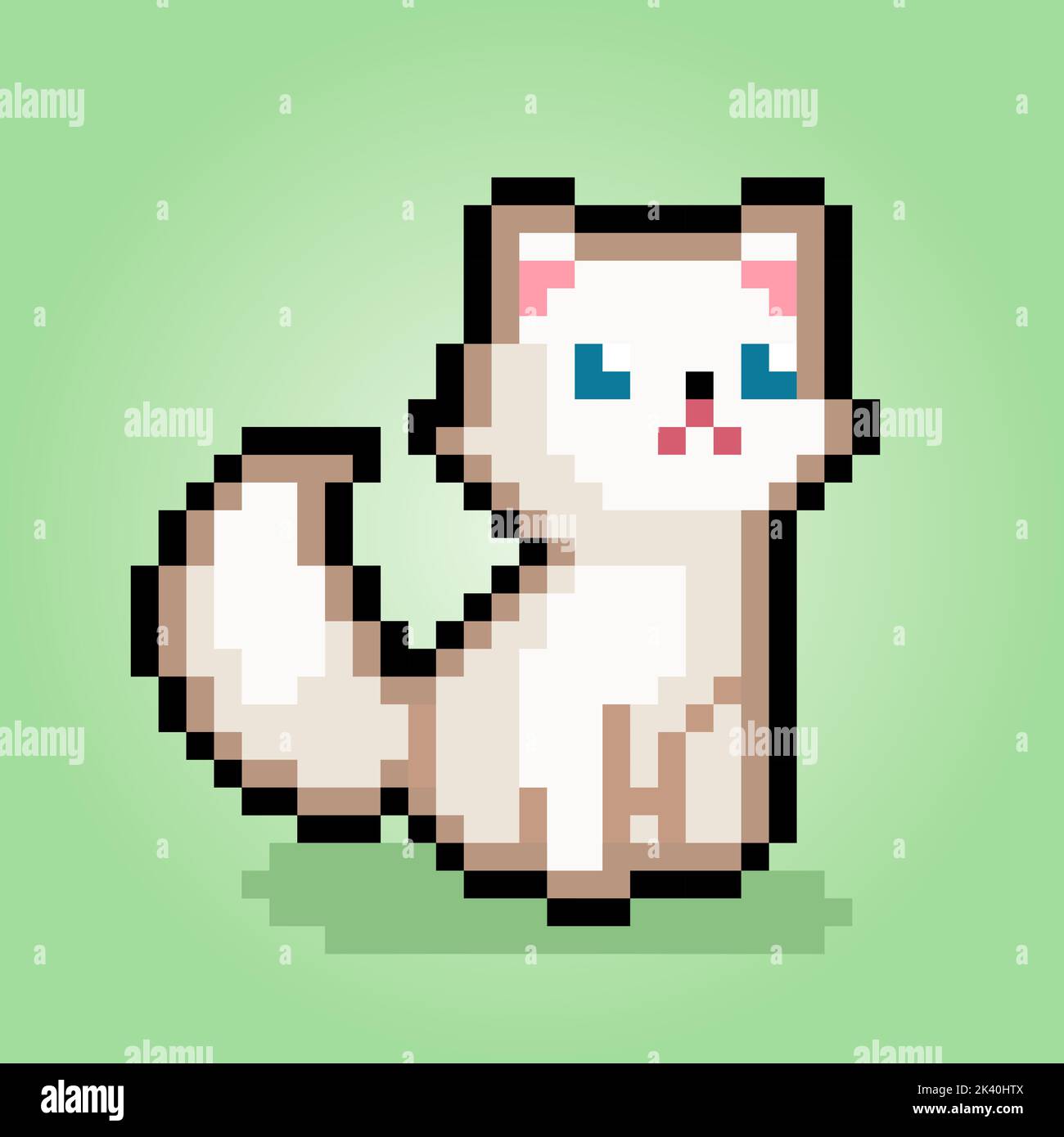 Pixel 8 bit white cat. Animals for game assets in vector illustration Stock Vector Image & Art ...