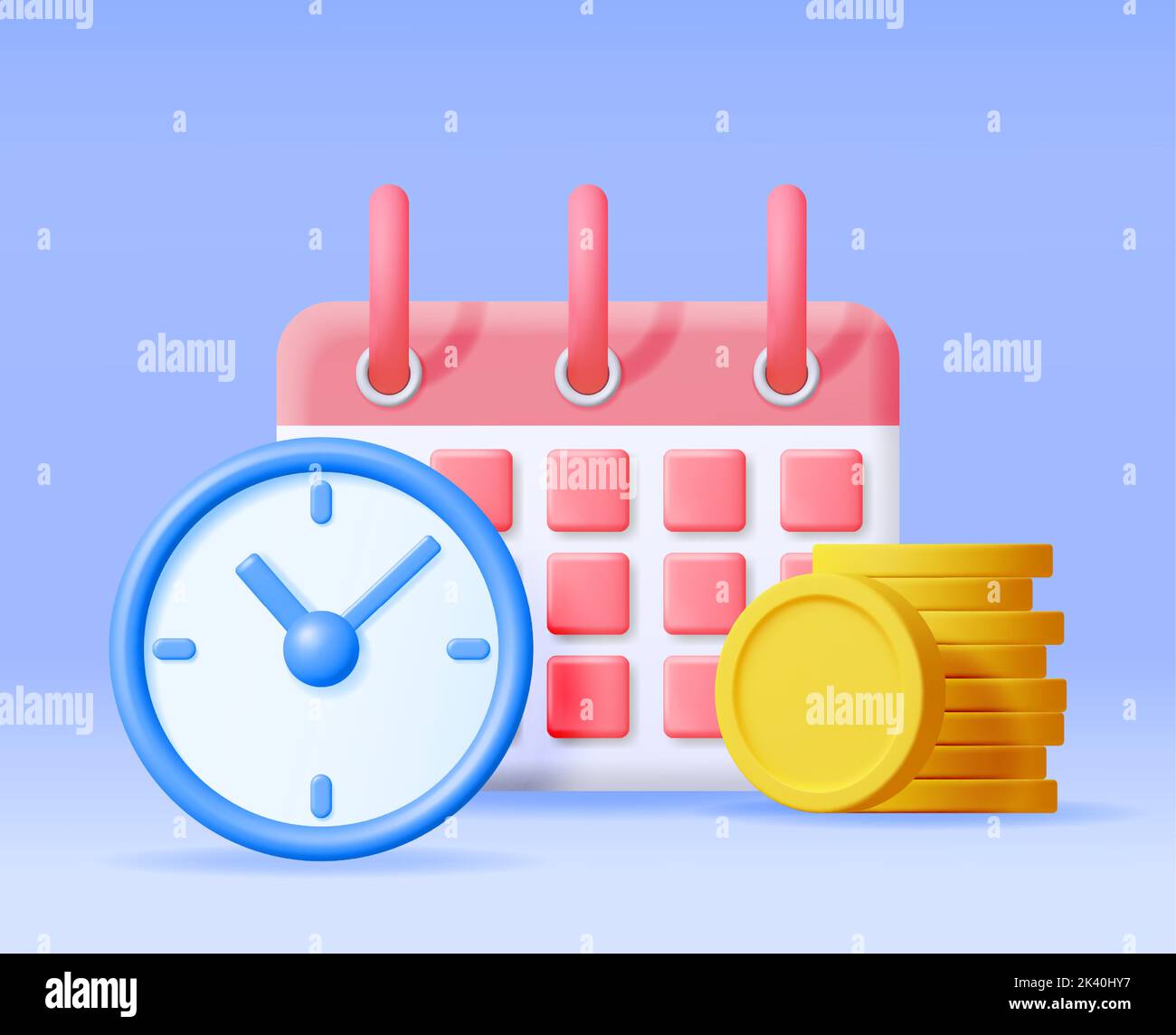 Calendar and golden coins isolated render time is hi-res stock ...