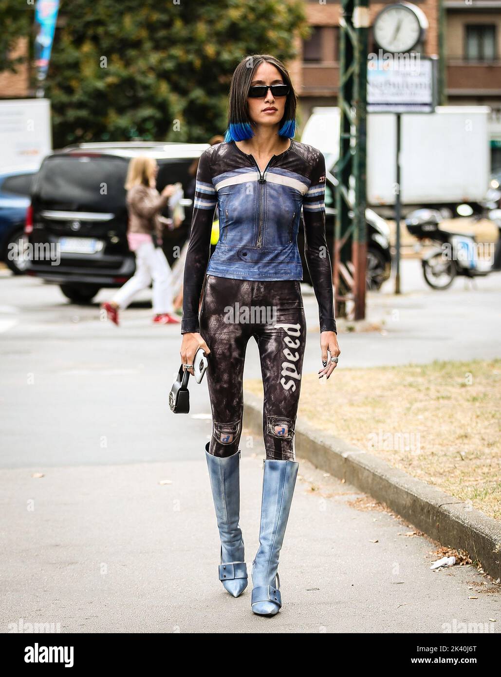 MILAN, Italy- September 21 2022: Alexandra Guerain on the street in ...