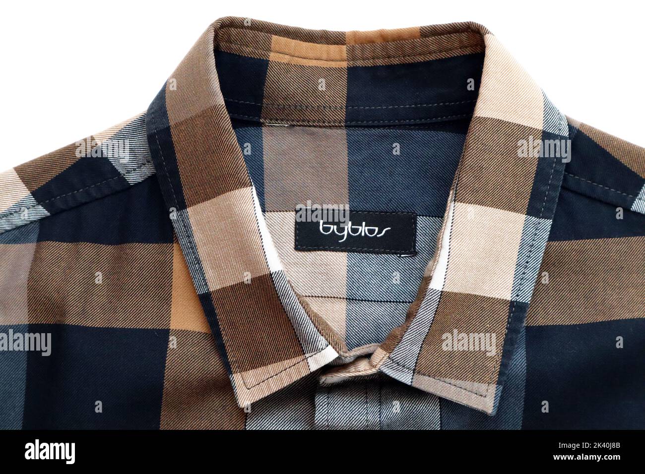 Label of BYBLOS shirt. Byblos is an Italian luxury brand Stock Photo ...