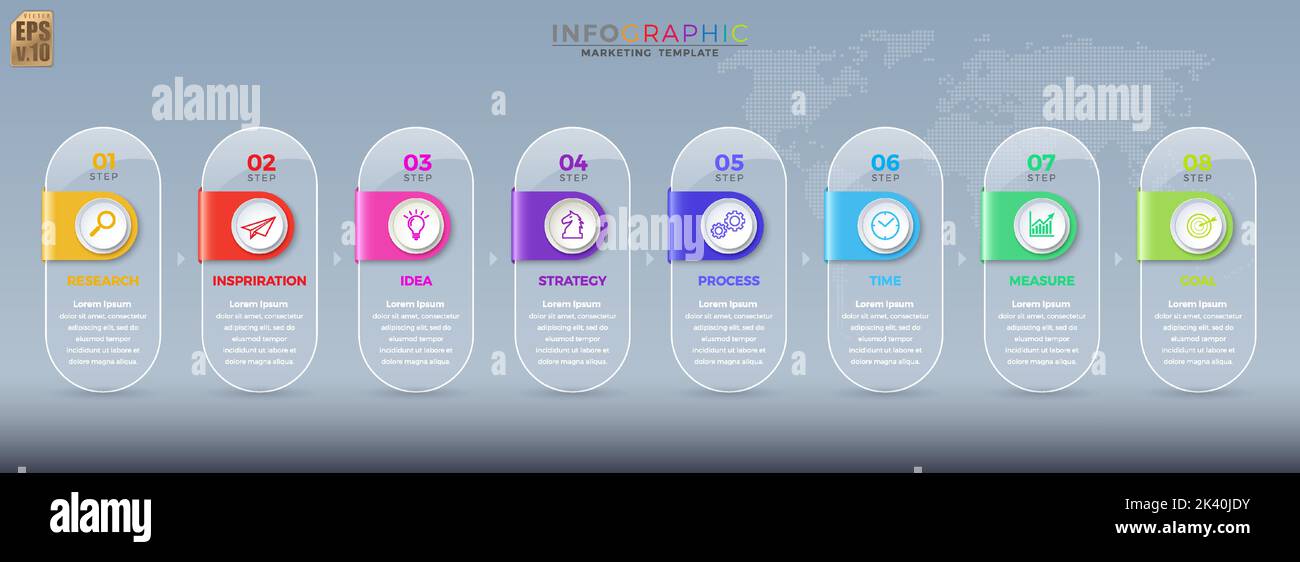 Infographic Business colorful template vector design Round icons 8 ...