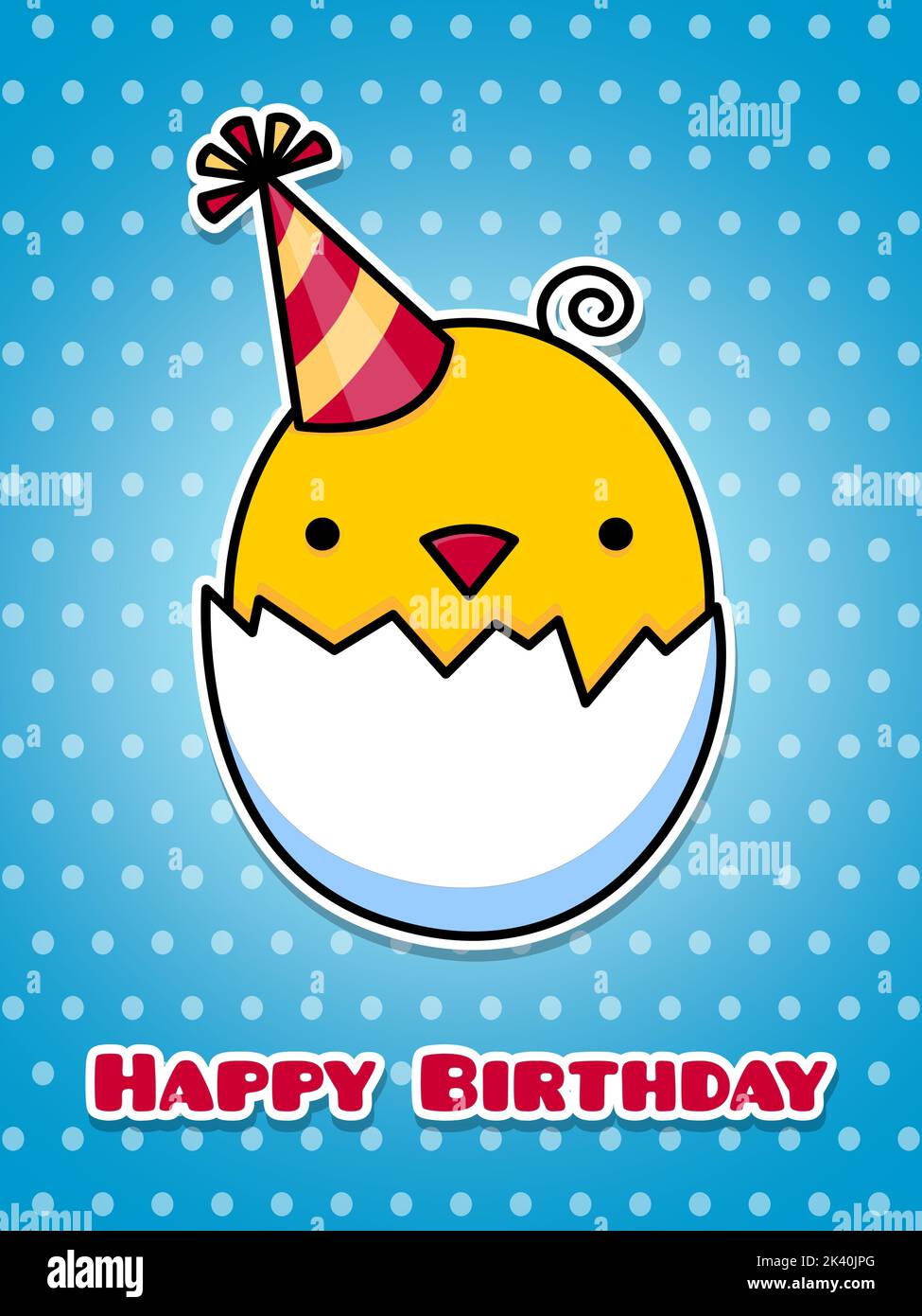 Birthday card. The chick hatches from the egg. cute simple flat vector ...