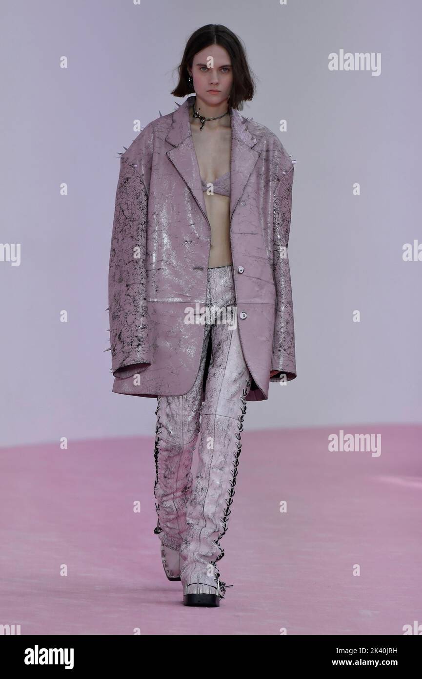 A model walks on the runway at the Acne fashion show during the Spring Summer 2023 Collections ...