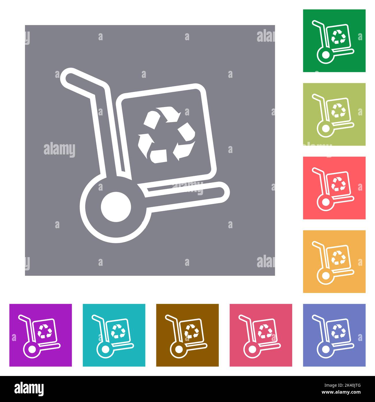 Eco parcel delivery outline flat icons on simple color square ...