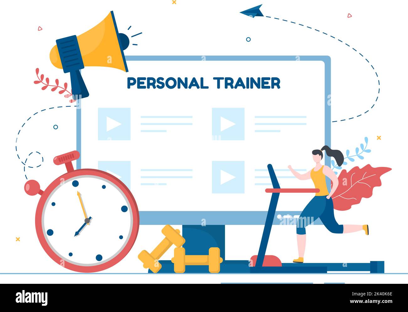 Personal Trainer or Sports Instructor Hand Drawn Cartoon Flat ...