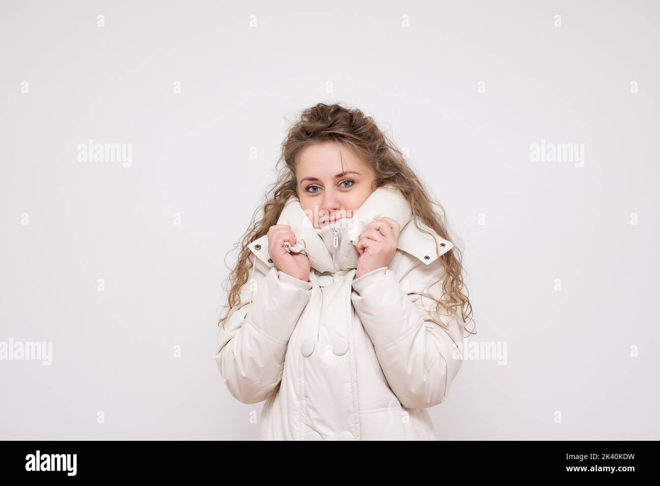 Woman feeling cold in winter stock photo Stock Photo - Alamy