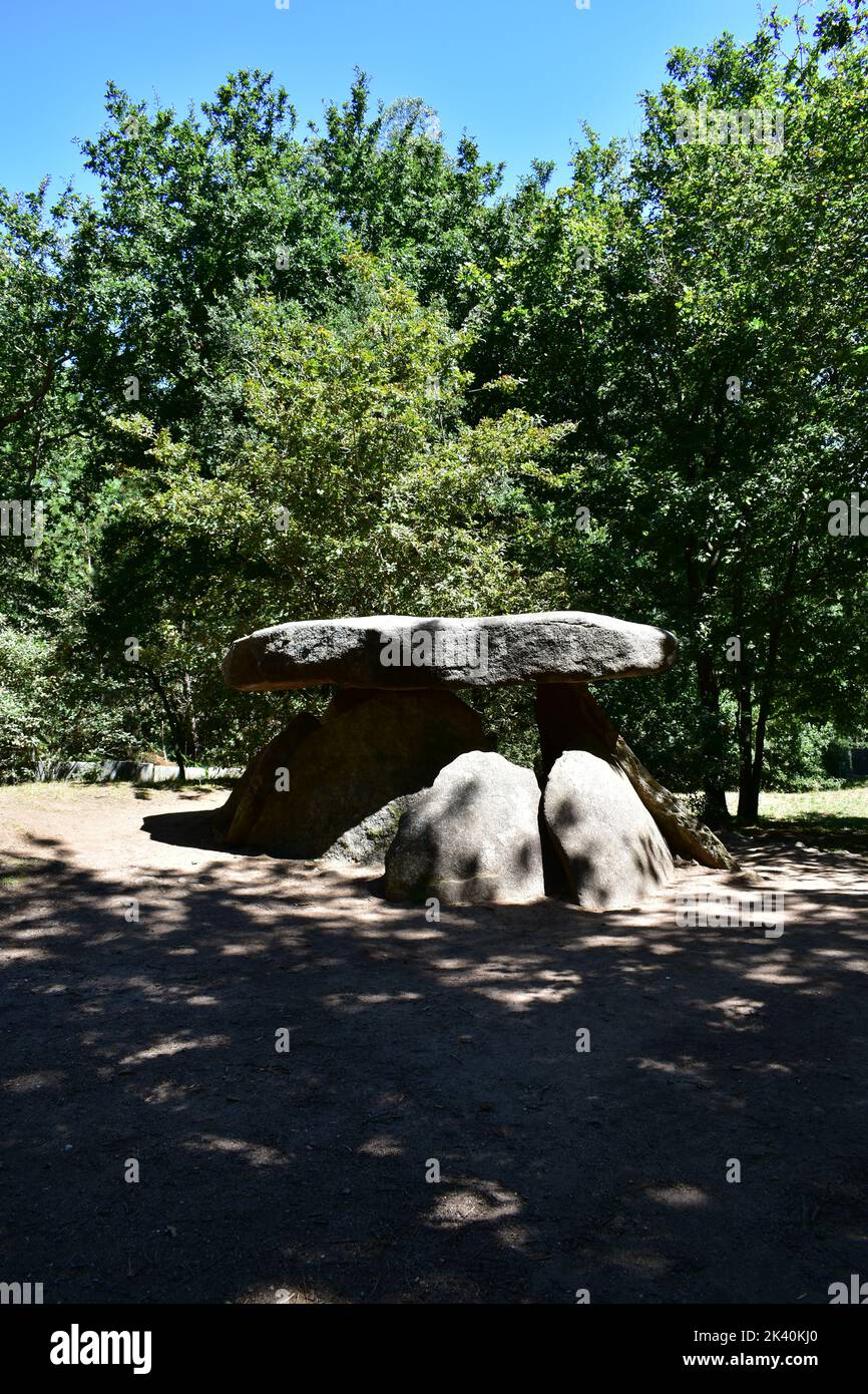 Prehistoric megalithic Dolmen de Axeitos, neolithic stone structure ...