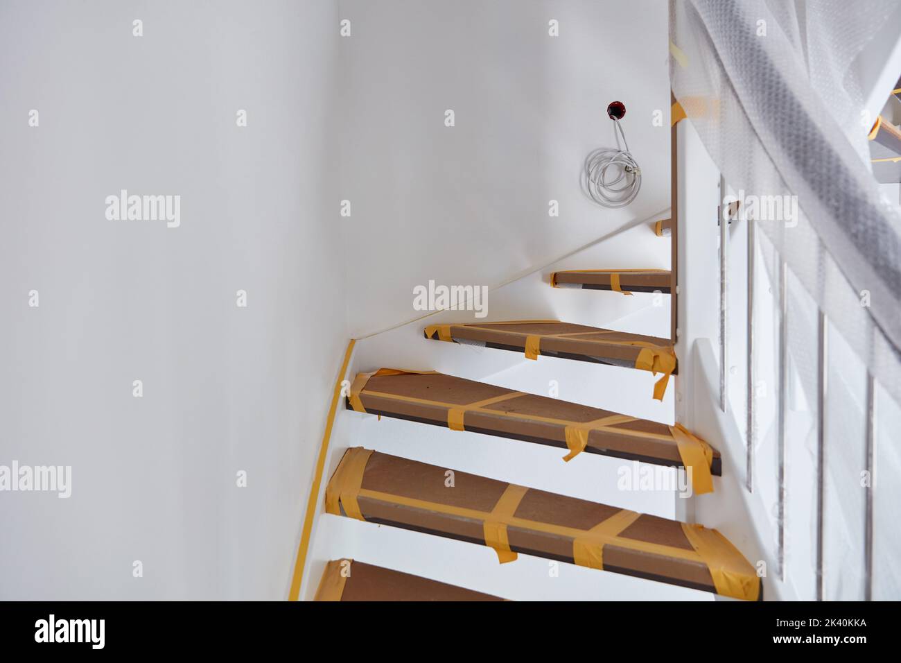 Staircase builds new stairs when building a house and protects them ...