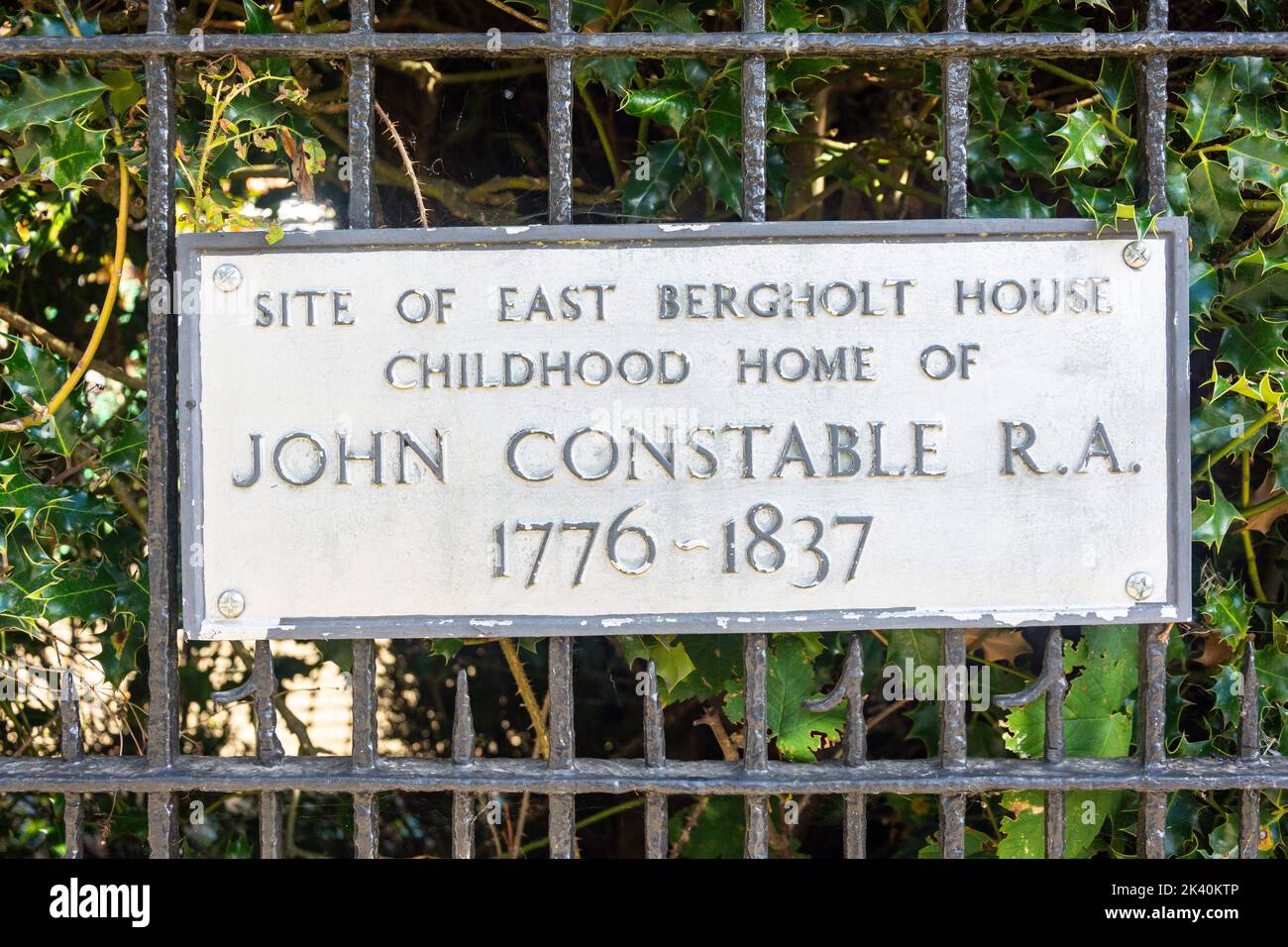 Plaque outside the childhood home of artist John Constable, The Street ...
