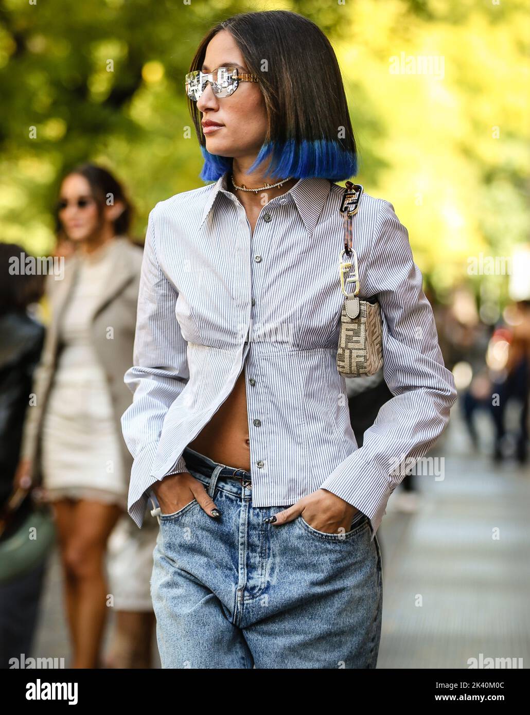 MILAN, Italy- September 21 2022: Alexandra Guerain on the street in ...