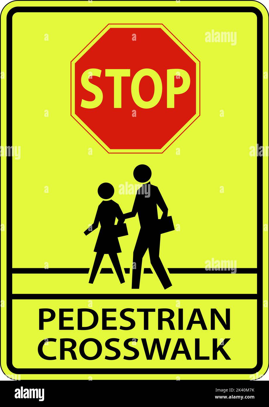 Stop Pedestrian Crosswalk Sign On White Background Stock Vector Image ...