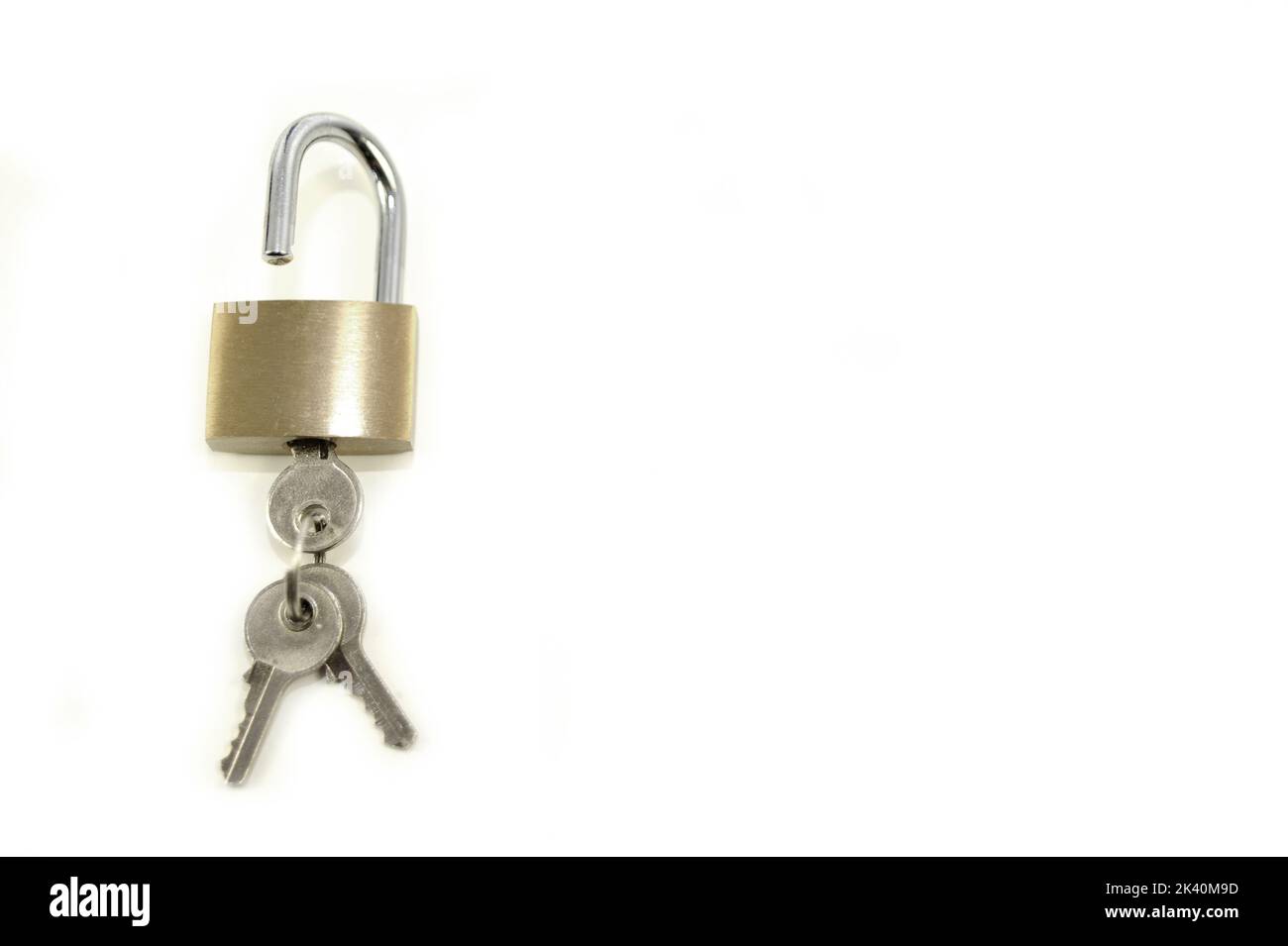 Lock and key isolated on white background stock photo Stock Photo - Alamy