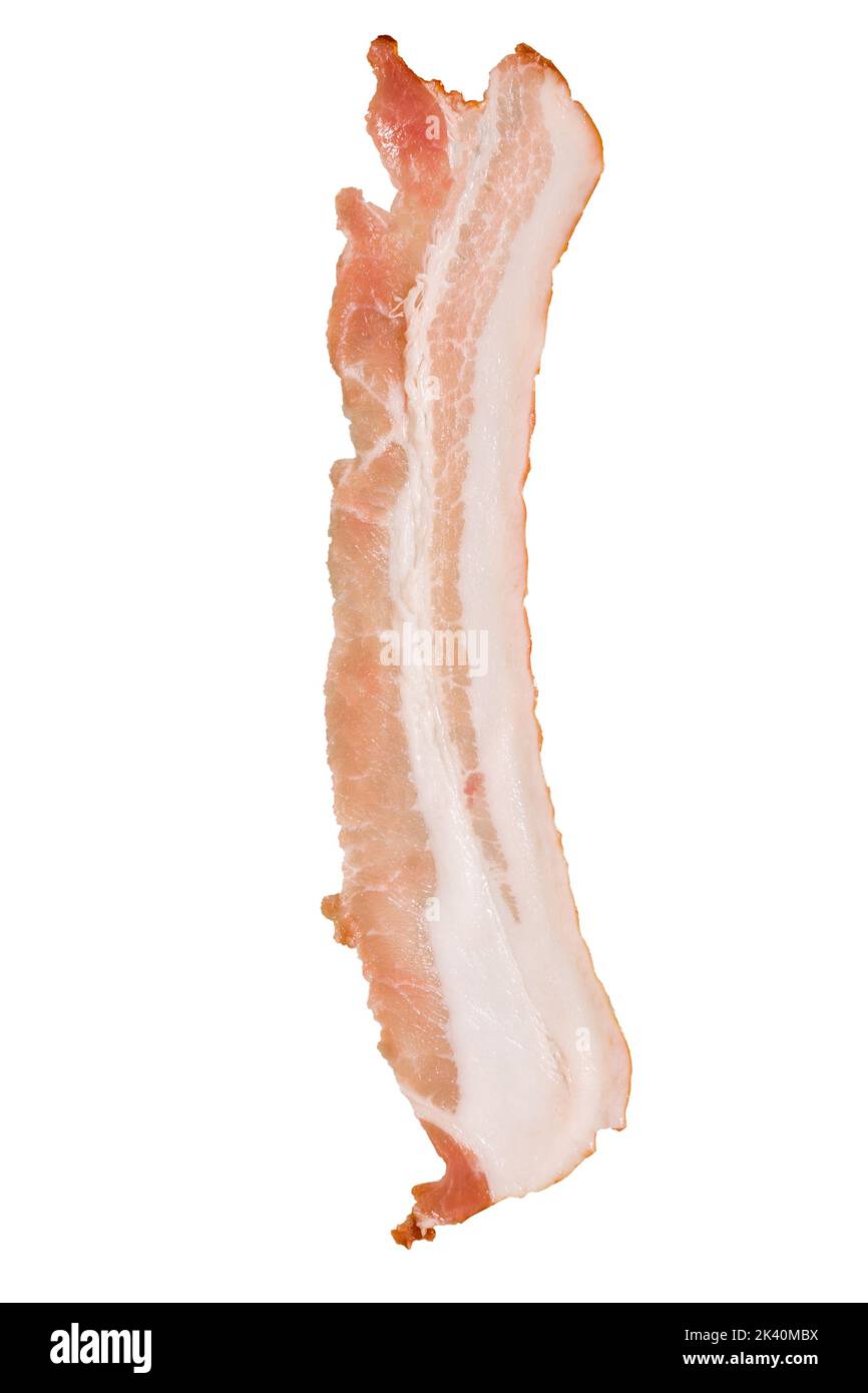 piece of raw smoked bacon isolated on white background Stock Photo - Alamy