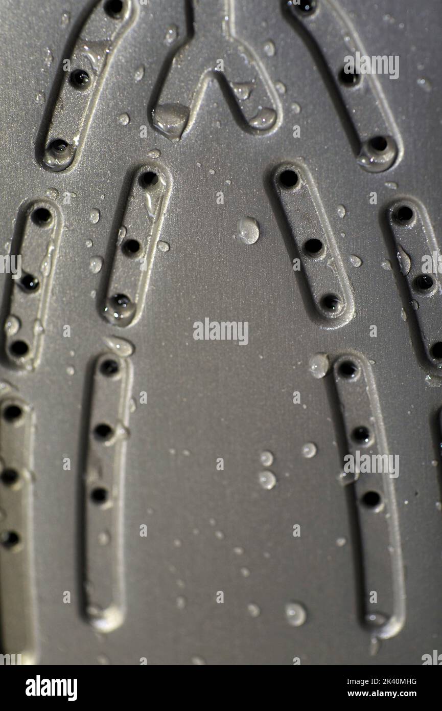 Isolated iron, front view of the soleplate in stainless steel stock ...