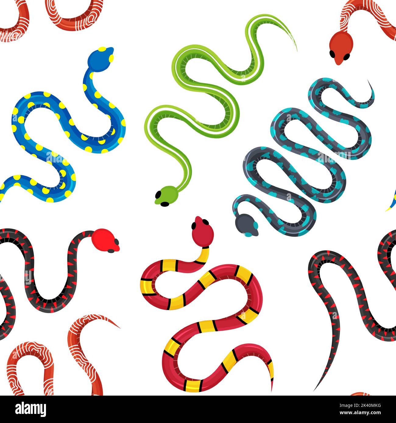 Colored exotic snakes pattern. Dangerous snakes background. Tropical ...