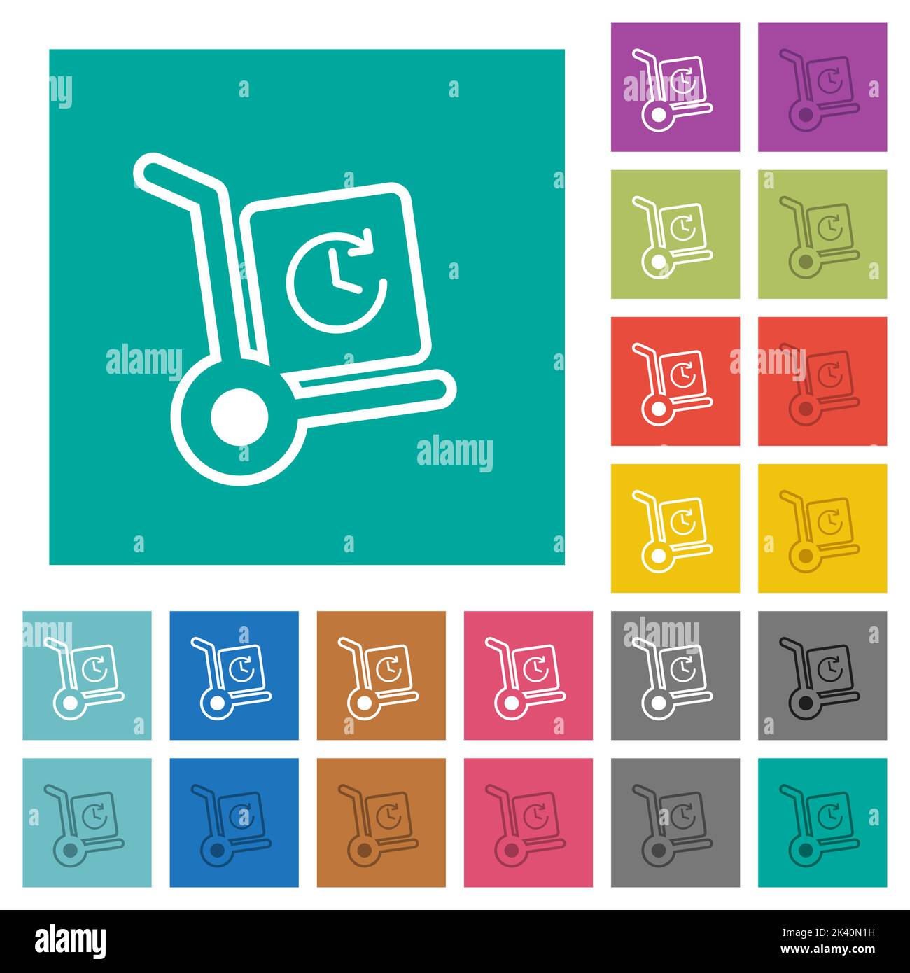 Express up parcel delivery outline multi colored flat icons on plain ...
