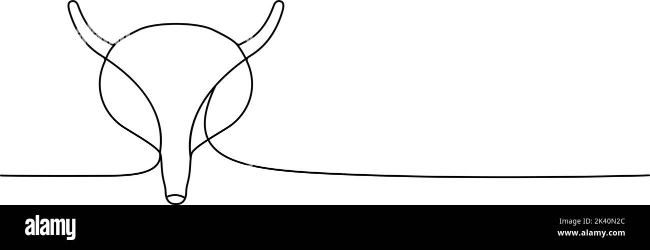 Human bladder one line continuous drawing. Human organ continuous one ...