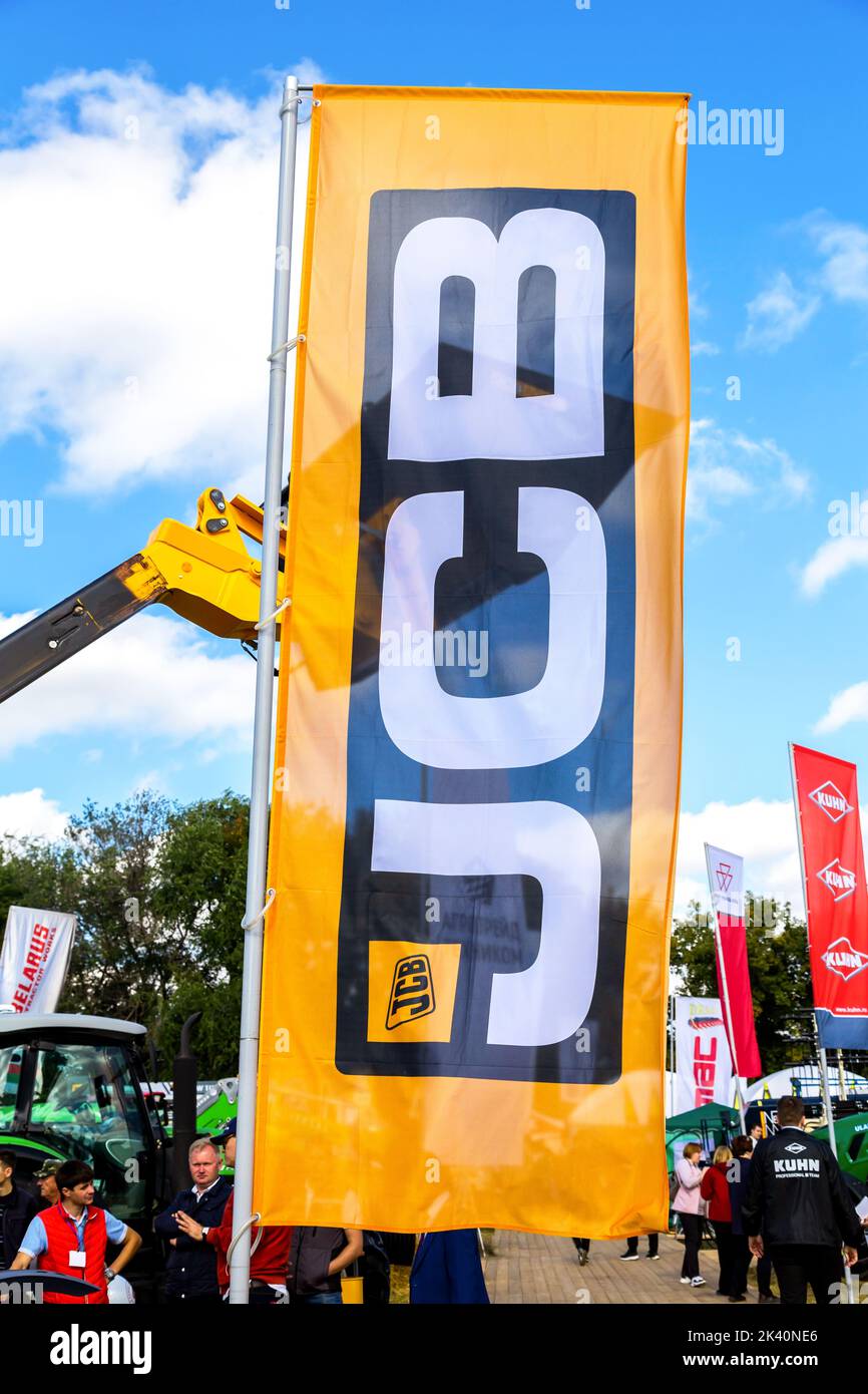 Samara, Russia - September 24, 2022: Dealership flag JCB at the annual ...